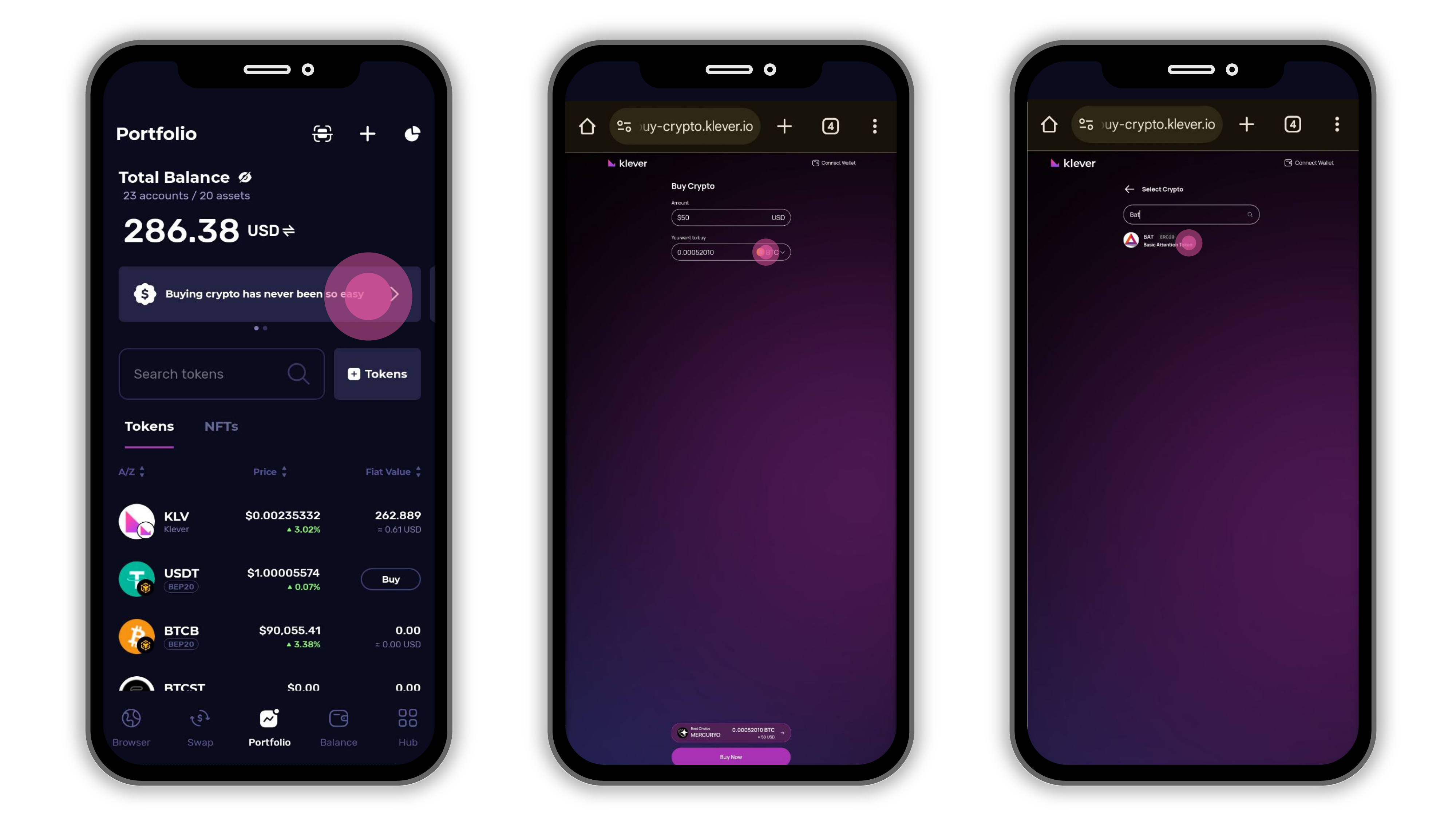 How to buy Crypto with fiat on-ramp inside Klever Wallet using Banxa ...
